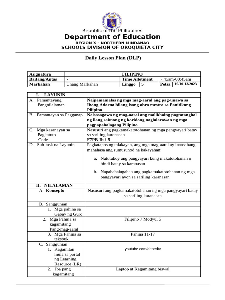 DLP - Q1 Lesson 8 Pagsusuri Batay Sa Sariling Karanasan | PDF