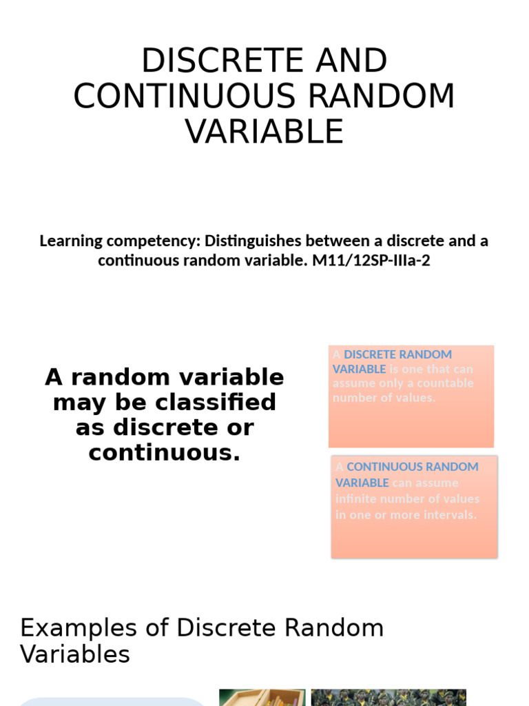 Lesson 2 Discrete and Continuous Random Variable | PDF | Random Variable