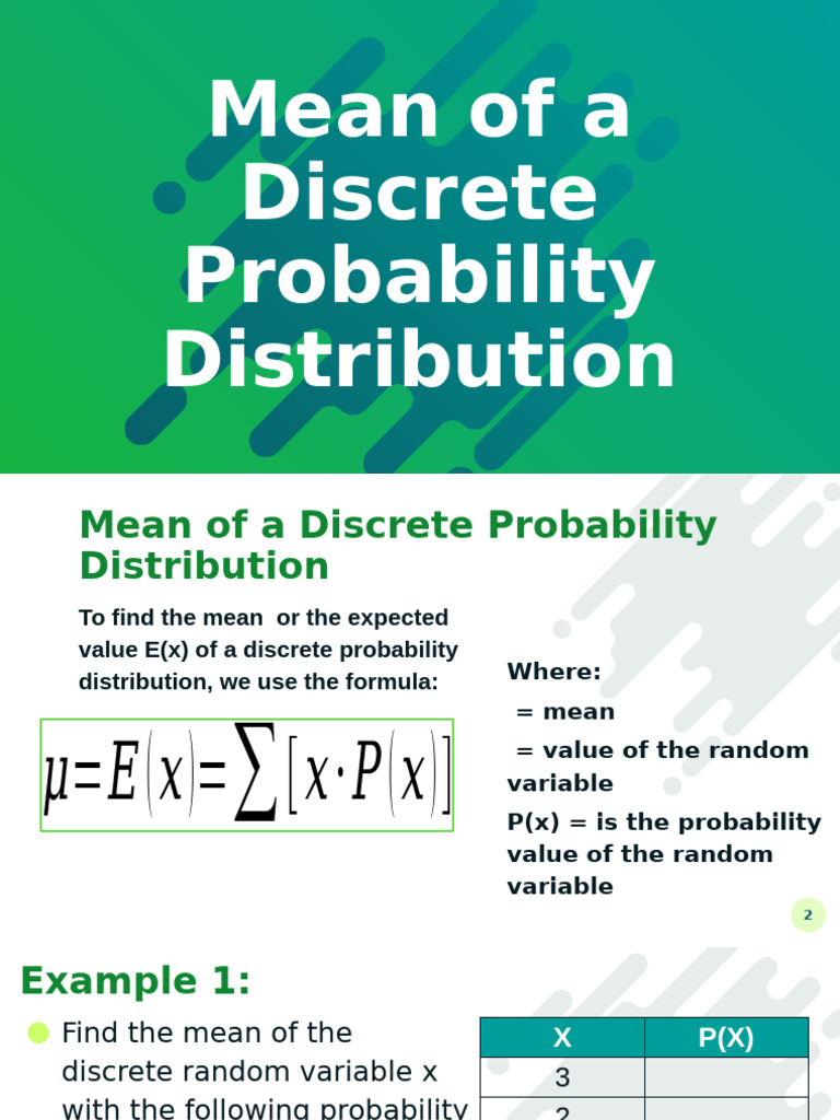 Lesson 4 Mean and Variance of a Discrete Probability Distribution | PDF | Probability ...