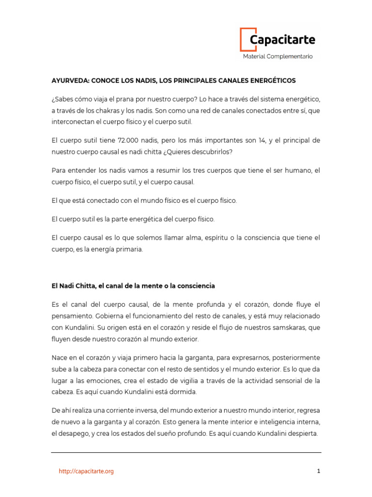 Nadis en Ayurveda: Canales Energéticos Clave | PDF | Prana