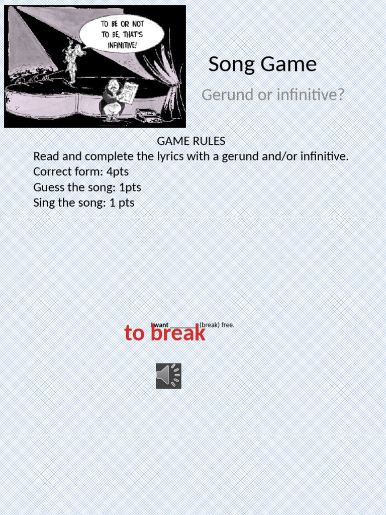 Song Lyrics Gerund and Infinitive Game | PDF