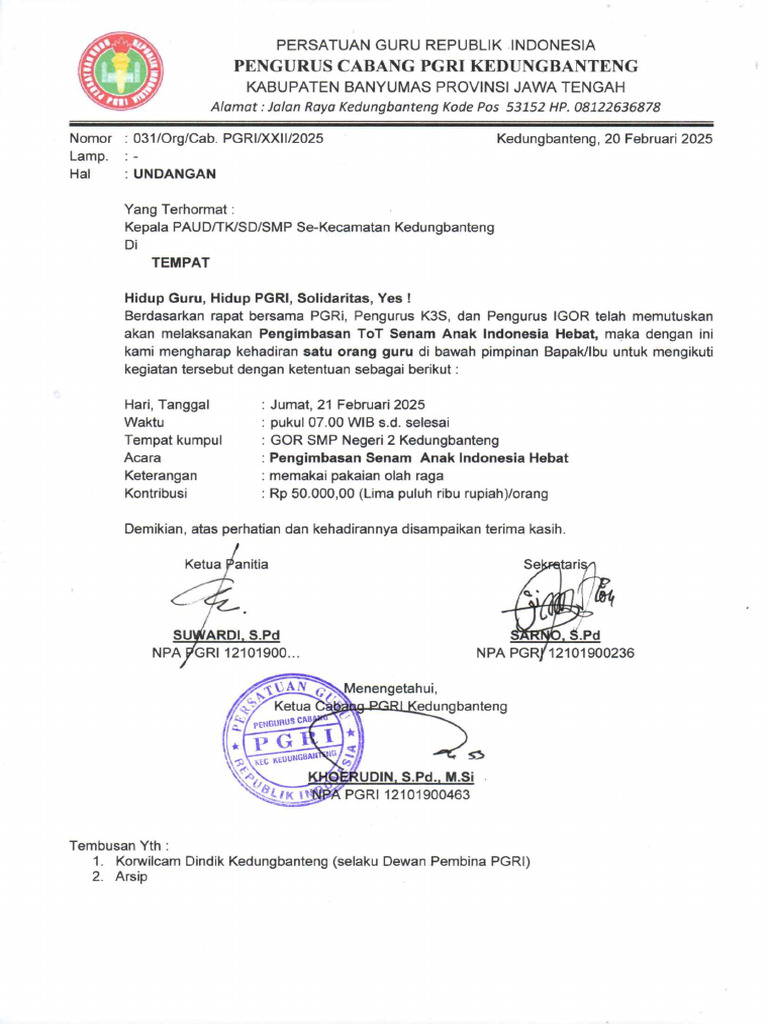 Undangan Senam Anak Indonesia Hebat 20250220 - 13240169 | PDF