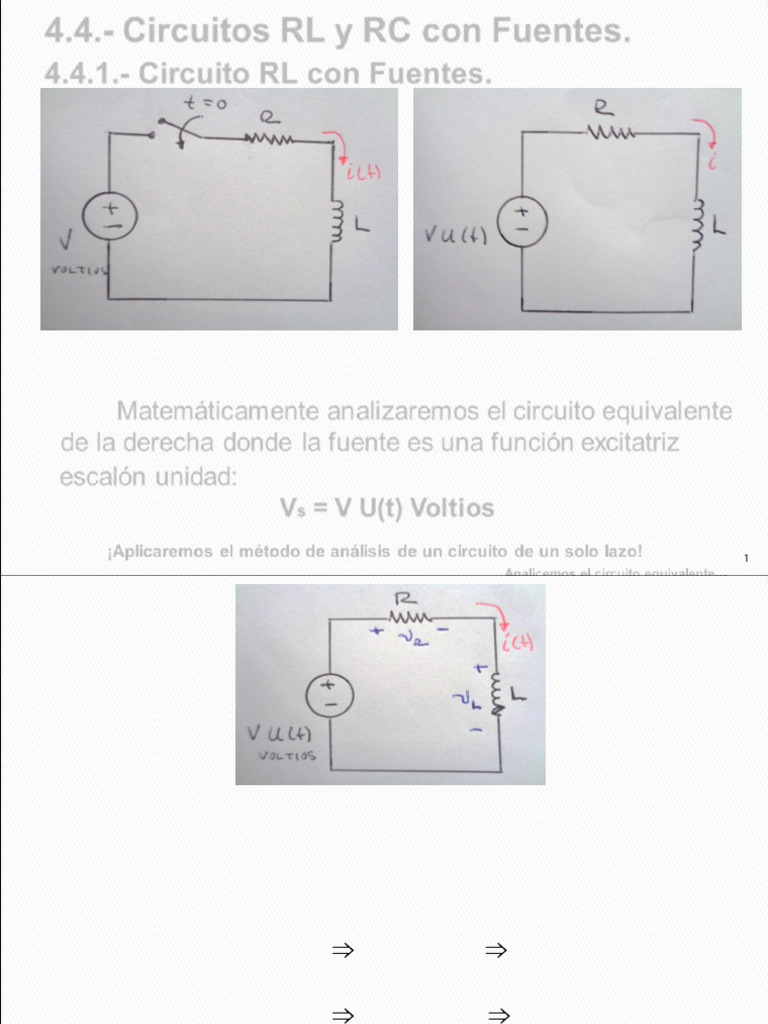 Circuitos RL y RC: Análisis con Fuentes | PDF | Red eléctrica | Ecuaciones