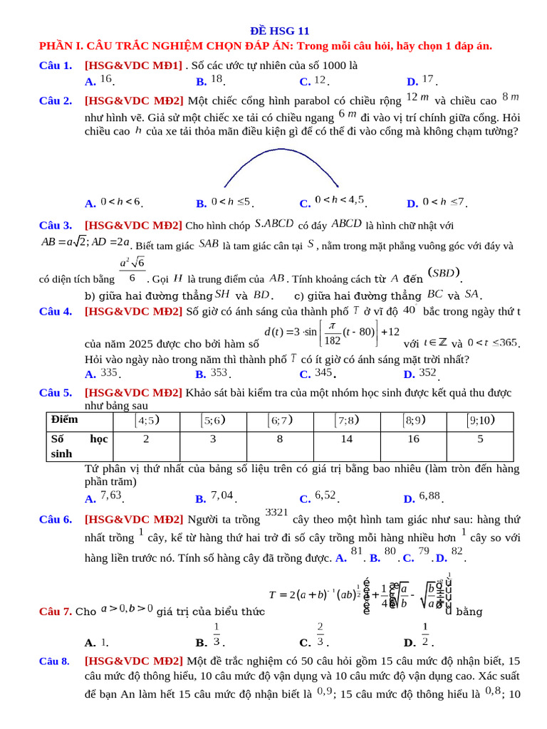 Câu 1. A. B. C. D. Câu 2.: (HSG&VDC Mđ1) (HSG&VDC Mđ2) | PDF