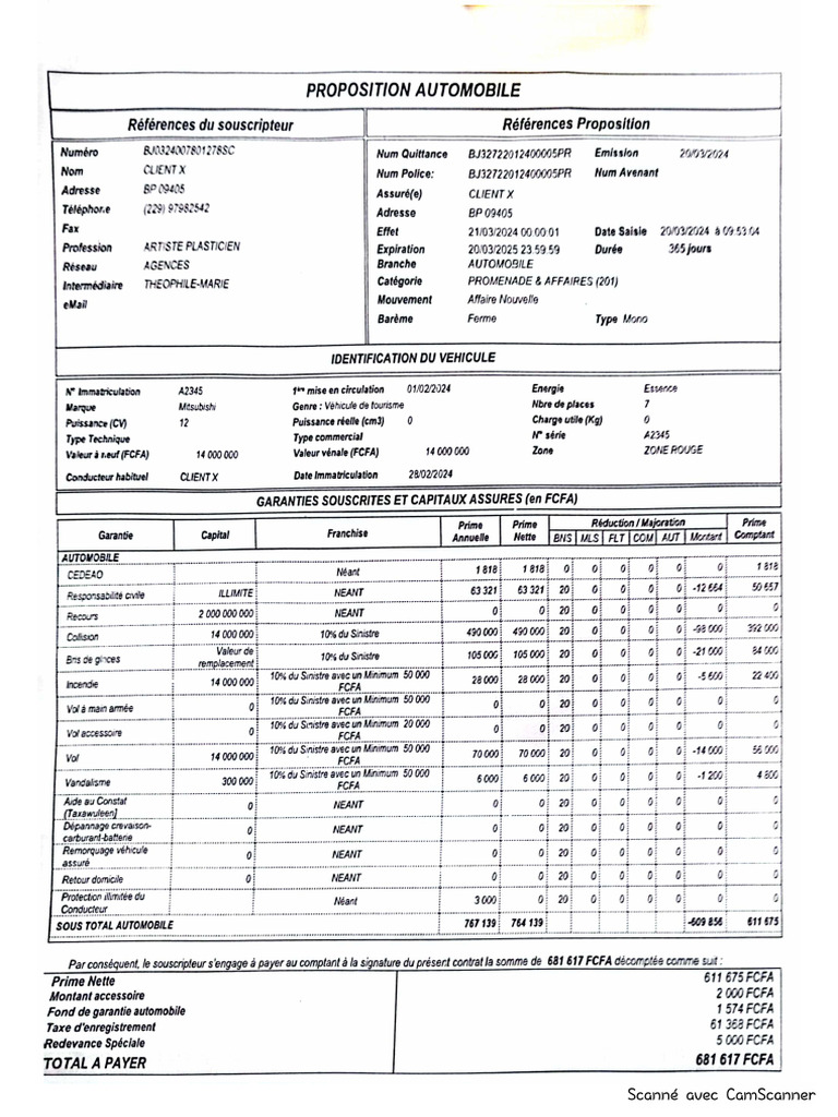 Cotation Tous Risques | PDF