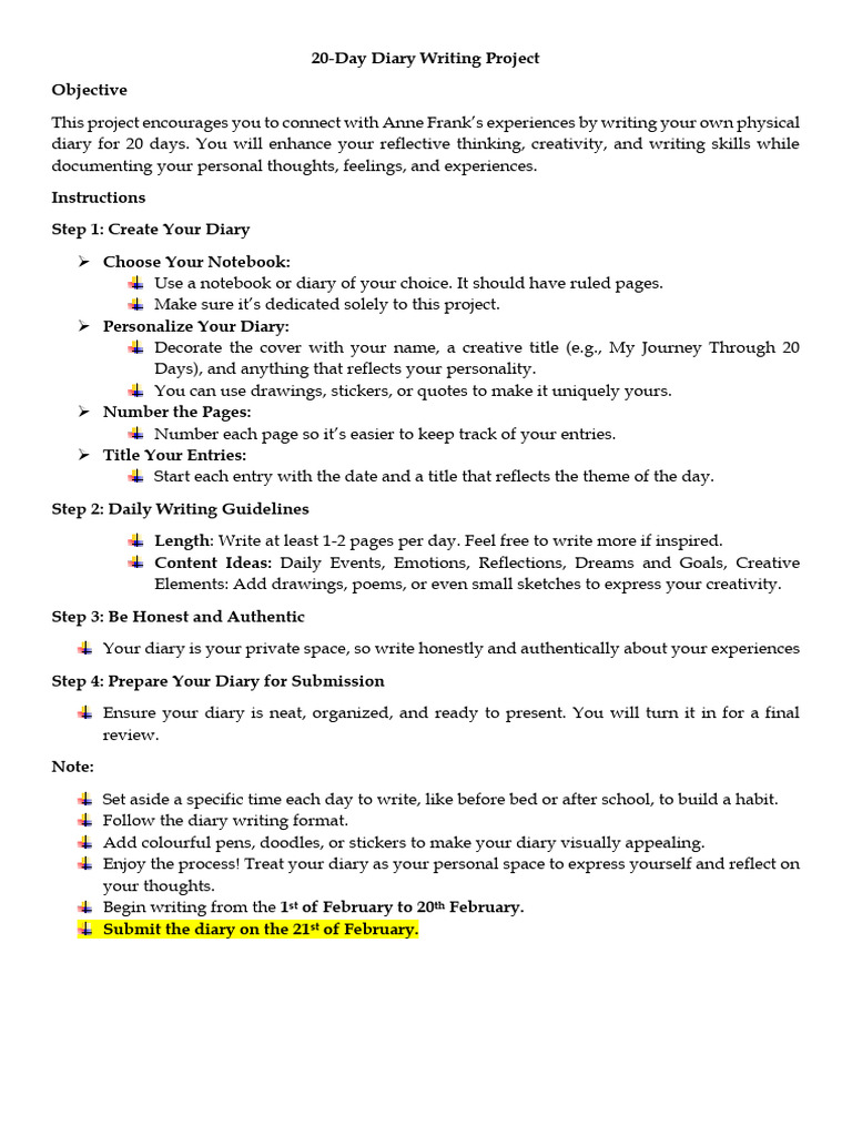 Diary Writing Project | PDF
