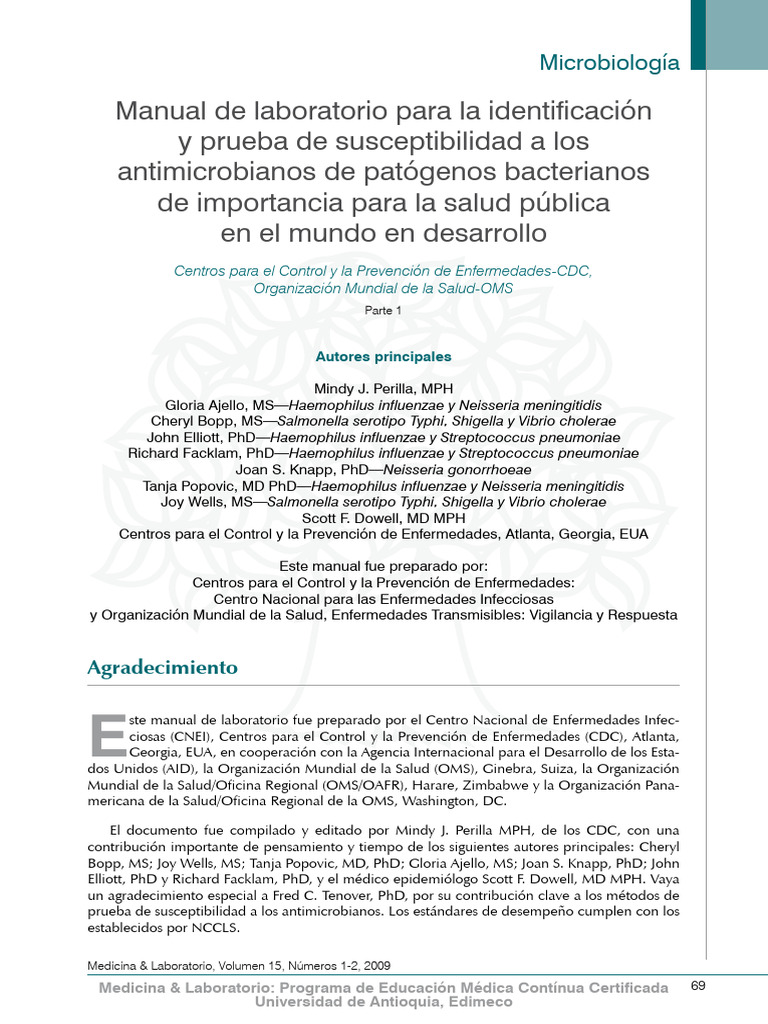Manual CDC, OMS Identificación Bacterias | PDF | Especialidades Medicas ...
