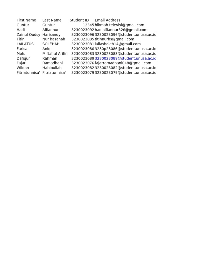 Daftar Nama KURSUS 10 JARI | PDF