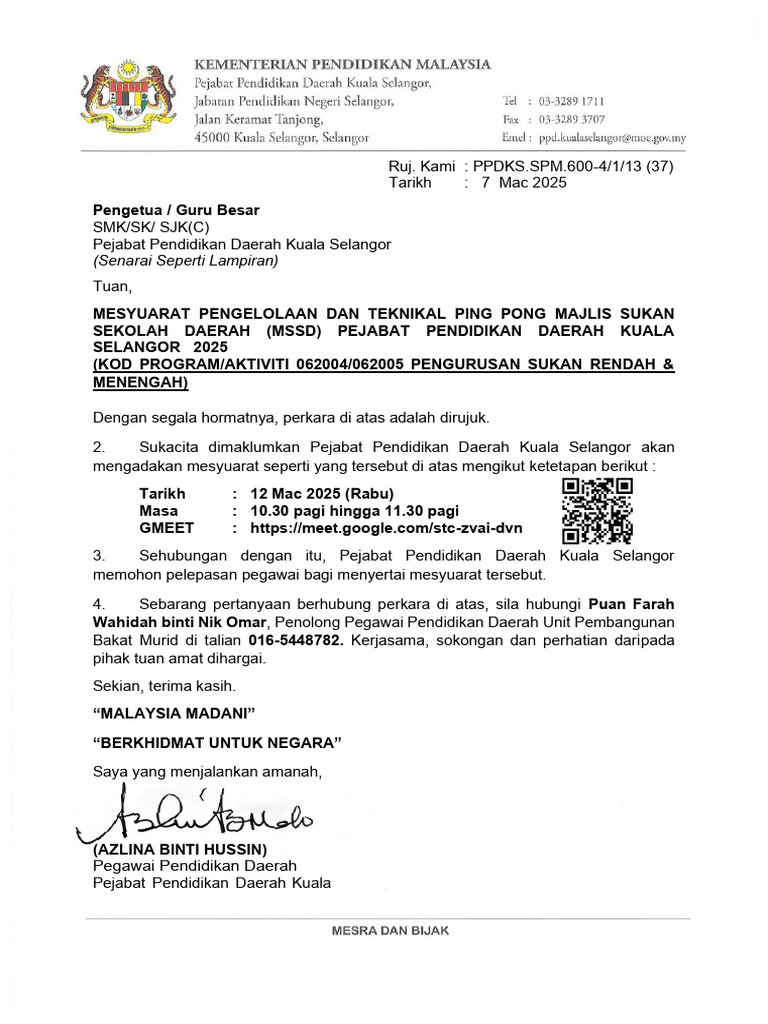 Mesyuarat Pengelolaan Dan Teknikal Ping Pong Majlis Sukan Sekolah Daerah (MSSD) Pejabat ...