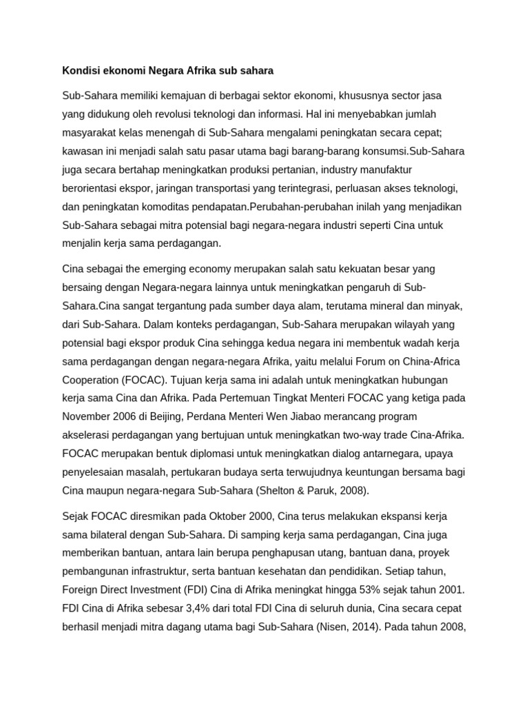 Kondisi Ekonomi Dan Politik Negara Afrika Sub Sahara | PDF