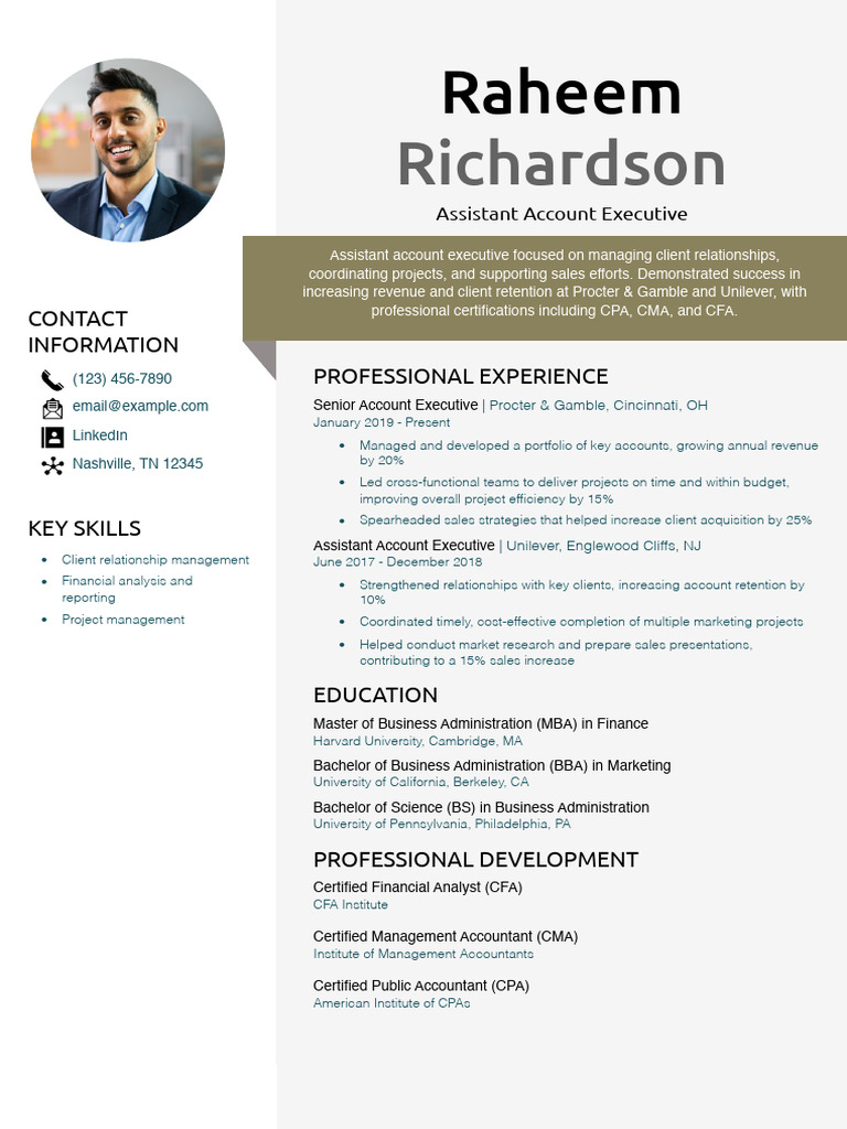 Assistant Account Executive Resume Example | PDF | Certified Public ...
