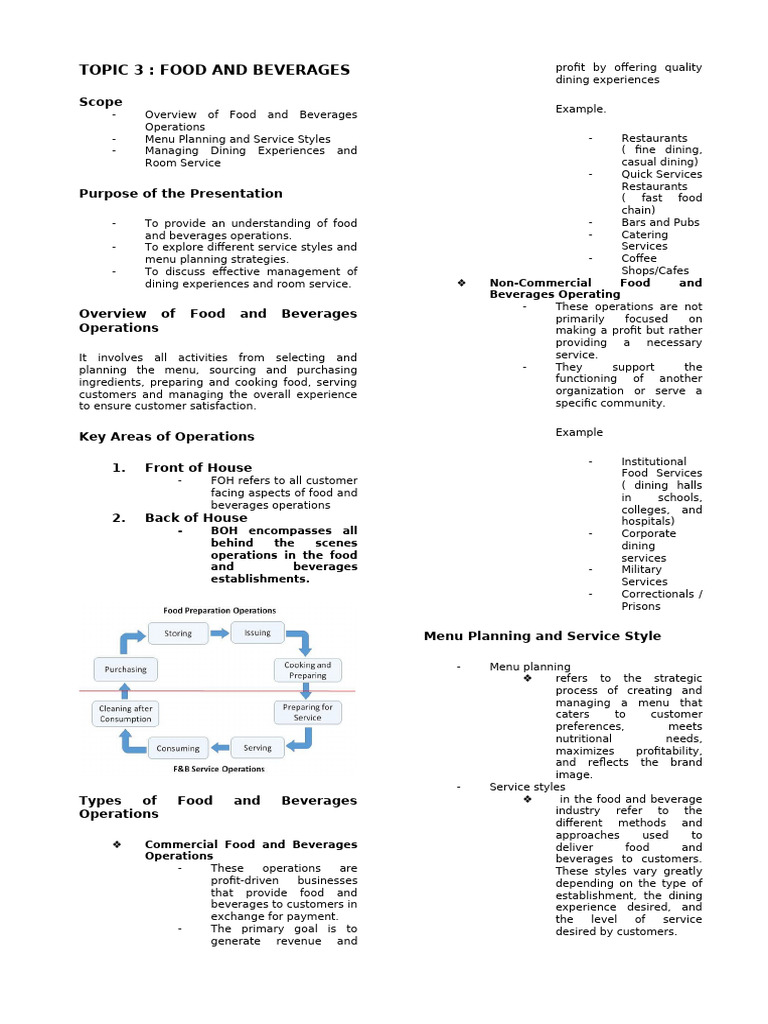 Food and Beverage Operations Guide | PDF | Pricing | Forecasting