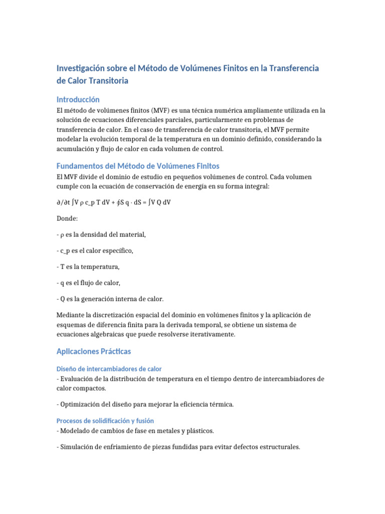 Metodo Volumenes Finitos | PDF | Calor | Transferencia de calor