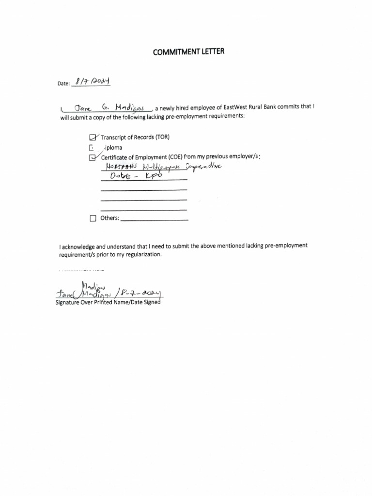 Commitment Letter | PDF