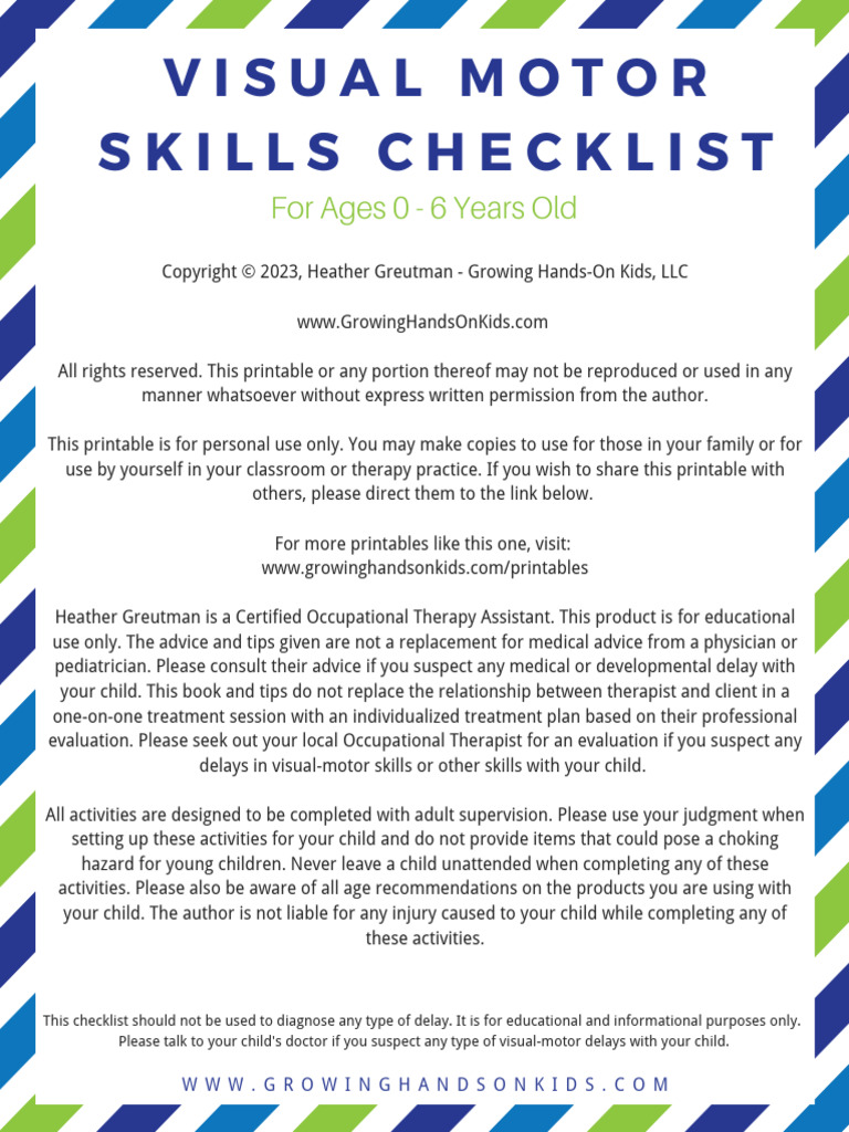 Revised Visual Motor Skills Checklist 0 6 | PDF | Shape | Letter Case