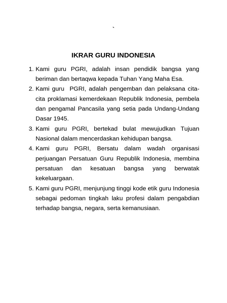 Ikrar Guru Indonesia | PDF