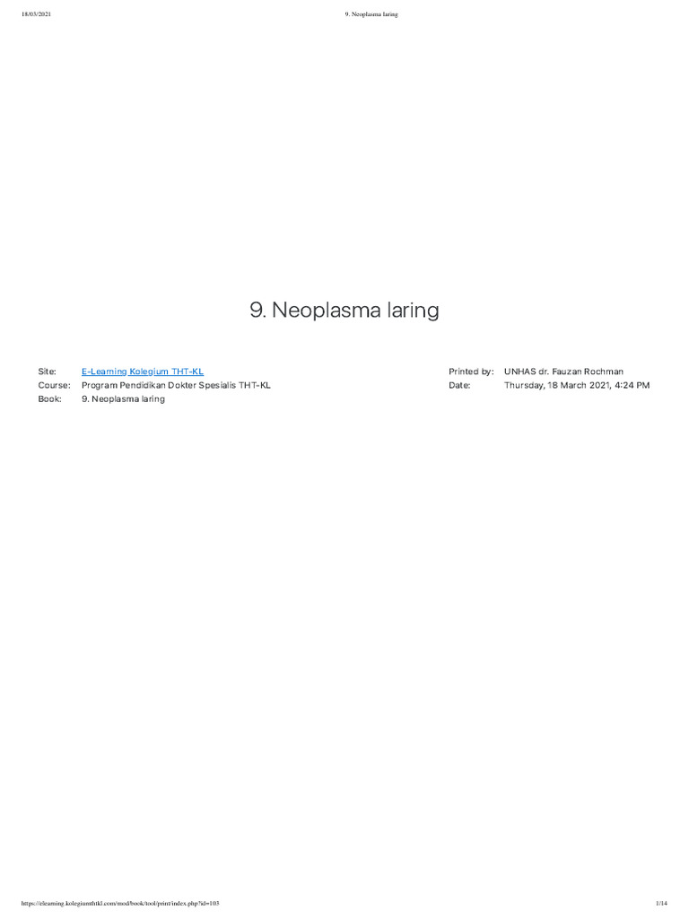 Neoplasma Laring: Definisi dan Terapi | PDF