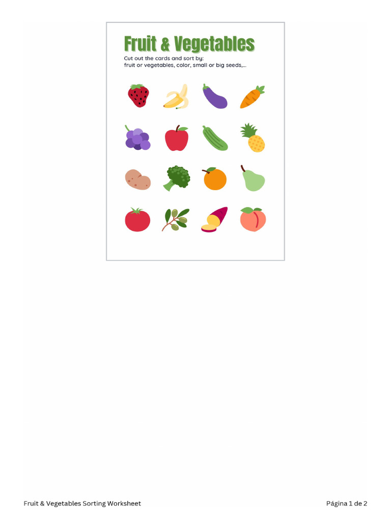 Fruit & Vegetables Sorting Worksheet | PDF