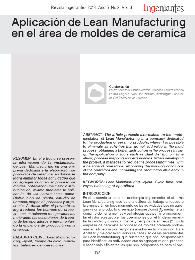 17 Aplicacion de Lean Manufacturing en El Area de Moldes de Ceramica | PDF | Lean Manufacturing ...