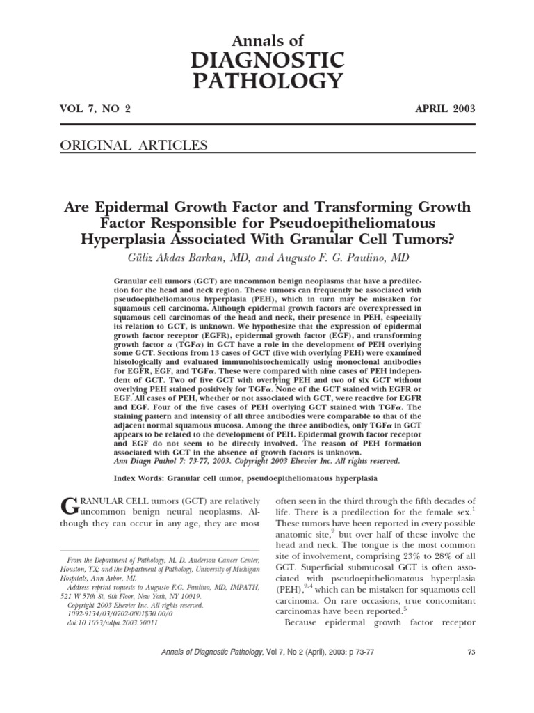 Barkan e Paulino - EGF e EGFR em TCG - Ann Diagn Pathol 2003 | PDF ...