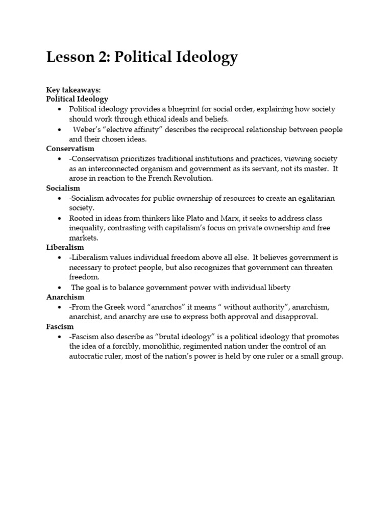 Lesson 2 Political Ideology | PDF
