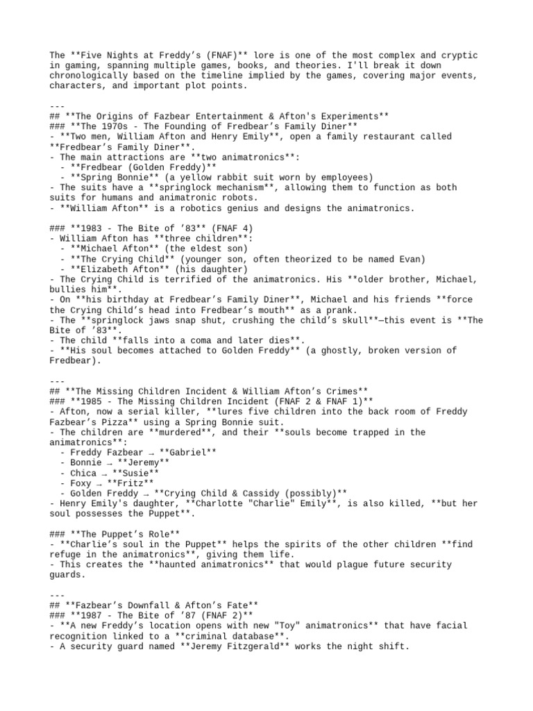 FNAF Lore: Afton Family Tragedy Explained | PDF | Video Games