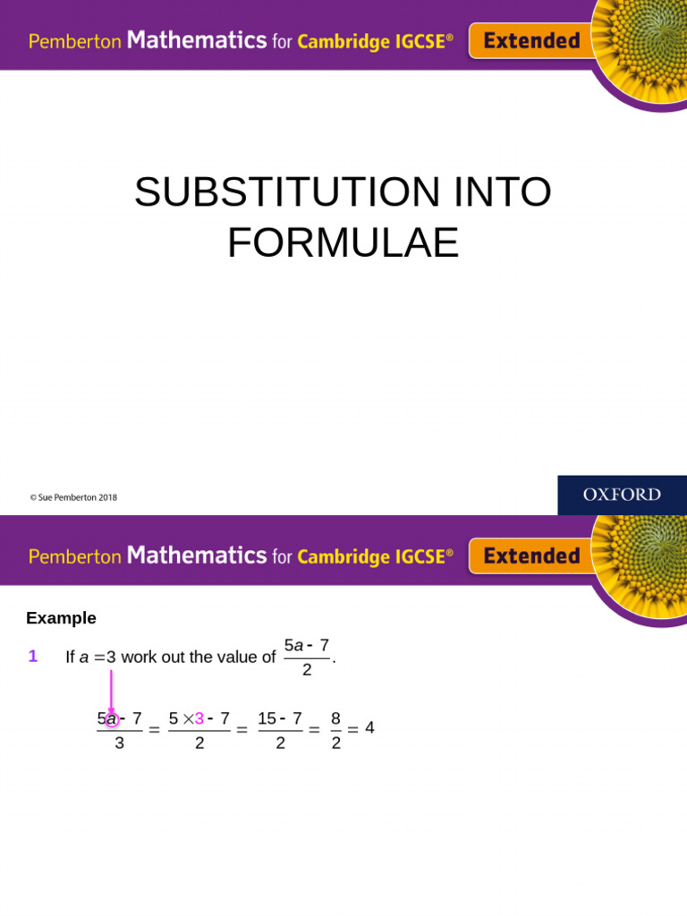 Substitution Into Formulae | PDF