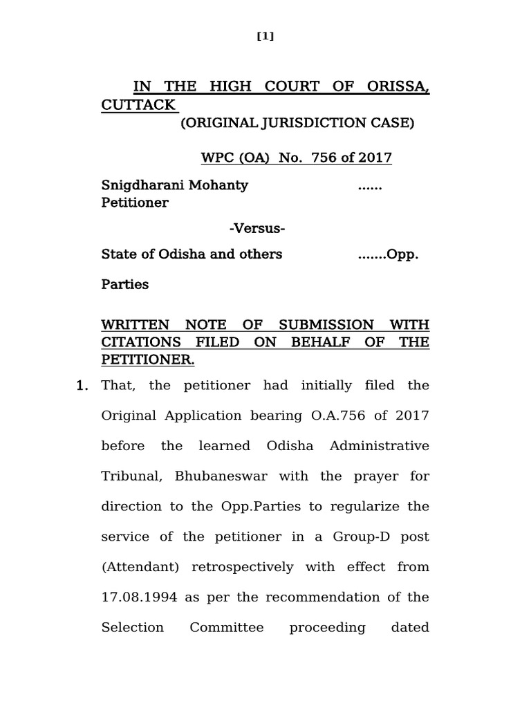 Written Argument - Snigdharani Mohanty | PDF | Public Law