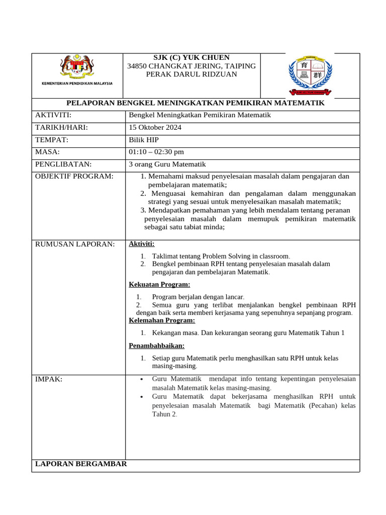 Laporan Bengkel Matematik | PDF