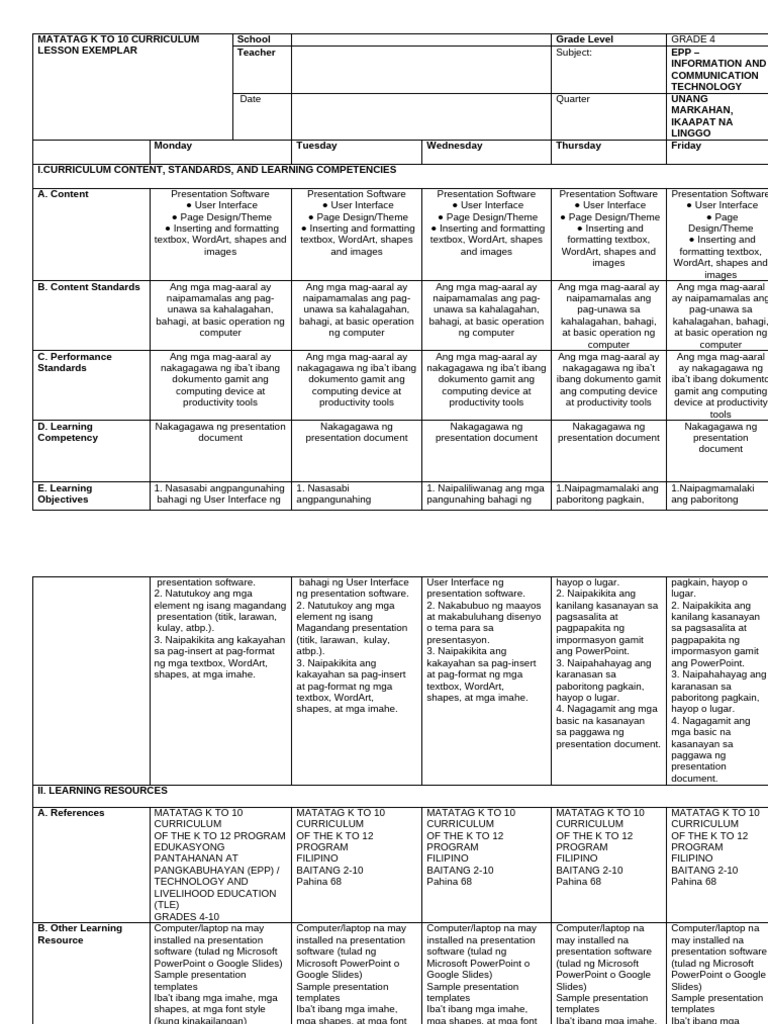Grade 4-Q1W4 (Matatag Le) - Epp | PDF
