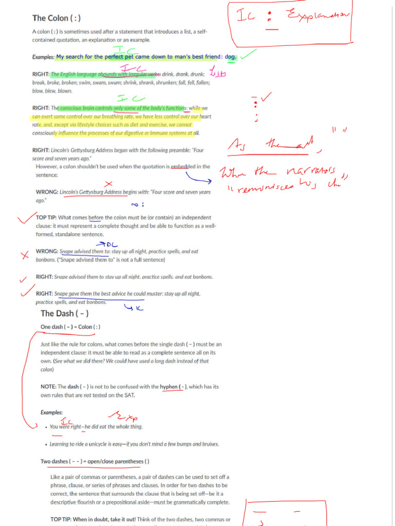 Colon & Dash NOTES | PDF