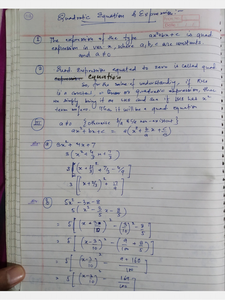 Quadratic Equation and Expressions | PDF