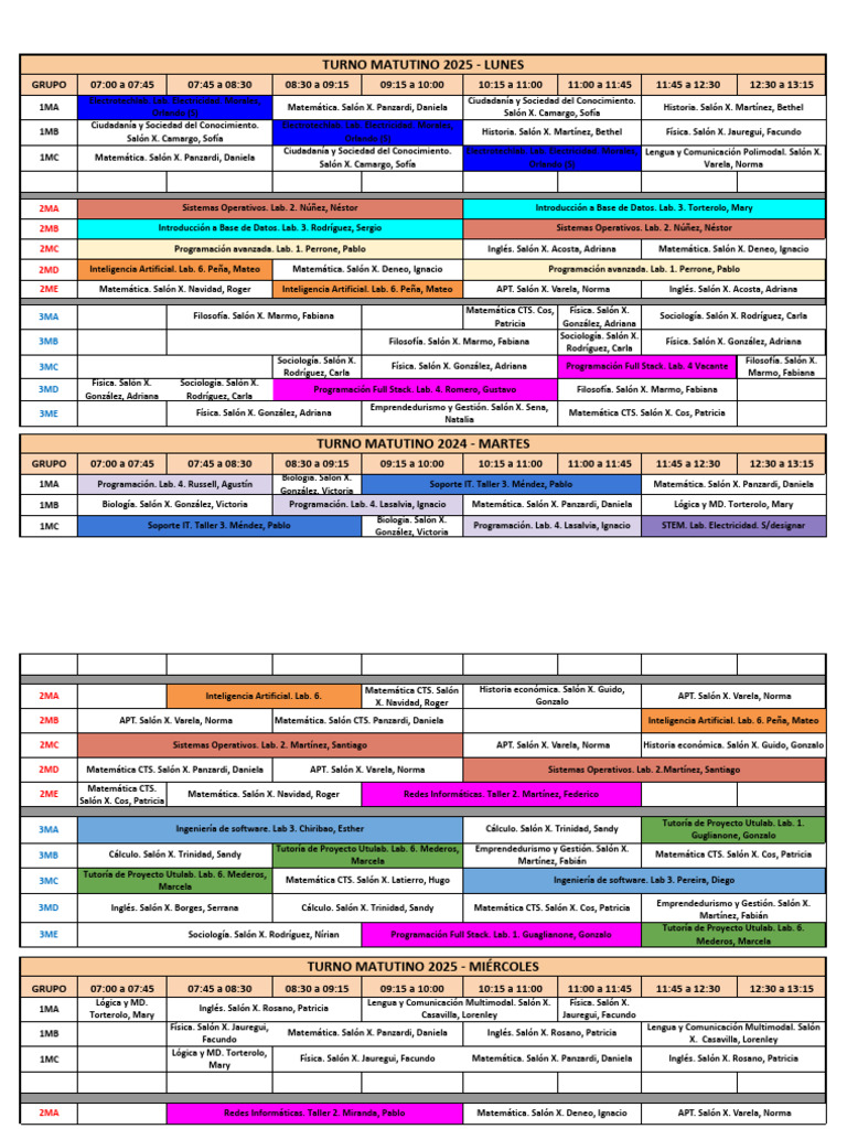 Horarios 2025 Version 1 Pdf Informática Ingeniería Informática