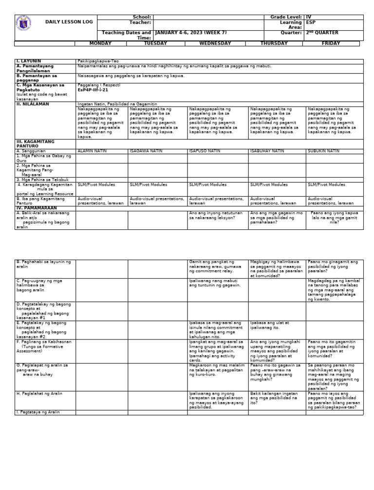 DLL Esp G4 Q2 W7 | PDF