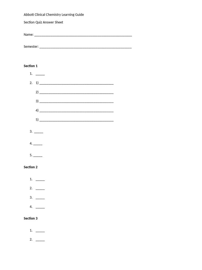 Abbott Clin Chem.answer sheet | PDF
