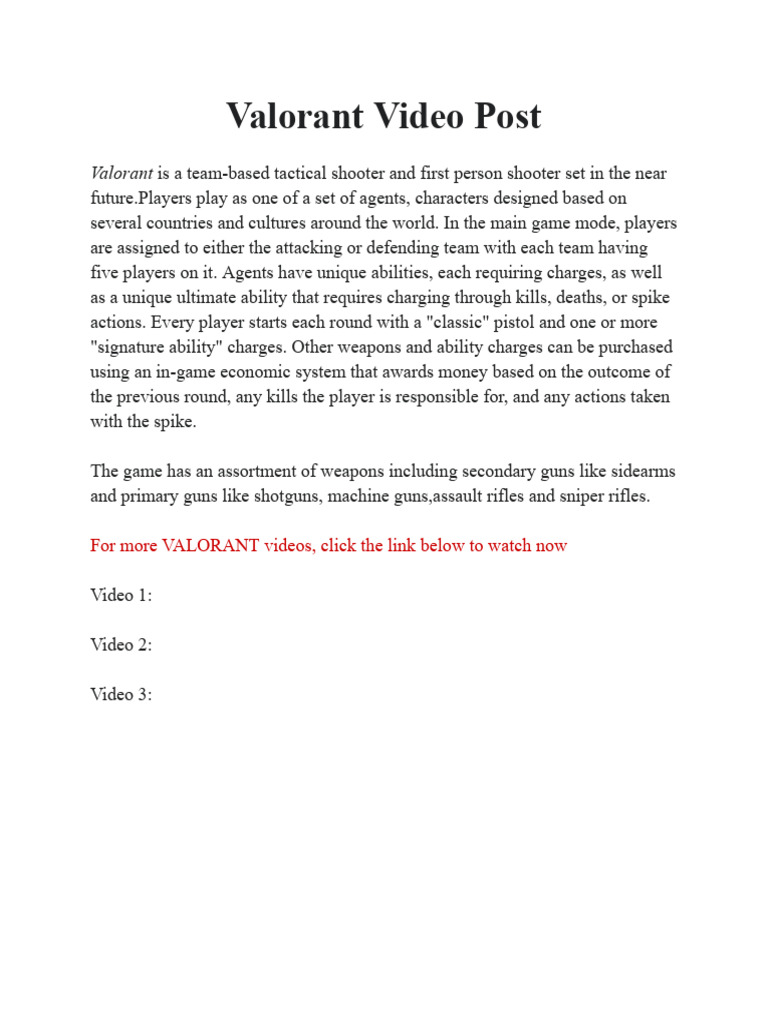 Valorant Video Post | PDF