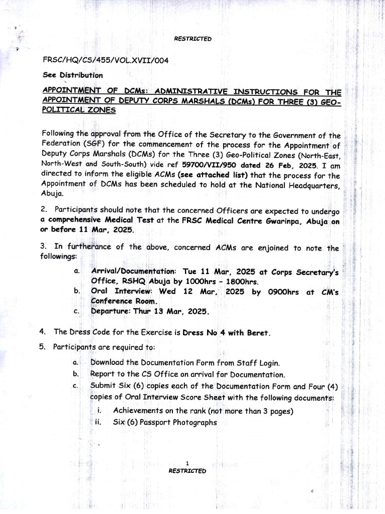 Administrative Instruction For The Appointment of Dcms For Thre | PDF