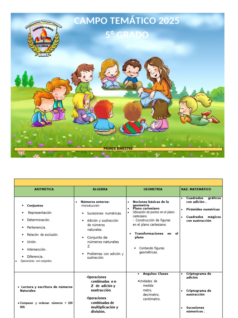 Campo Temático 4to Primaria Matematica | PDF | Geometría | Sustracción