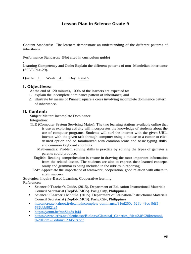 Science 9 DLP Q1 W4 D4_D5 | PDF | Dominance (Genetics) | Genotype