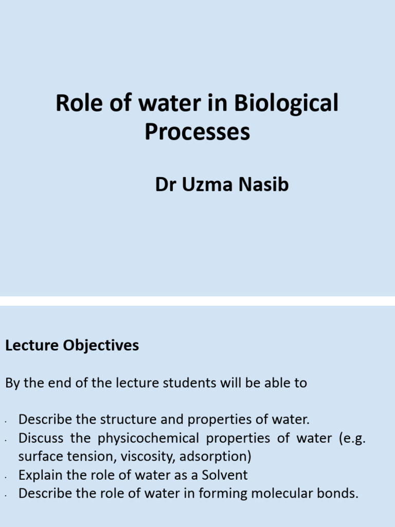 Myrole Water Biol Proces UN.2025 | PDF | Solvation | Chemical Bond