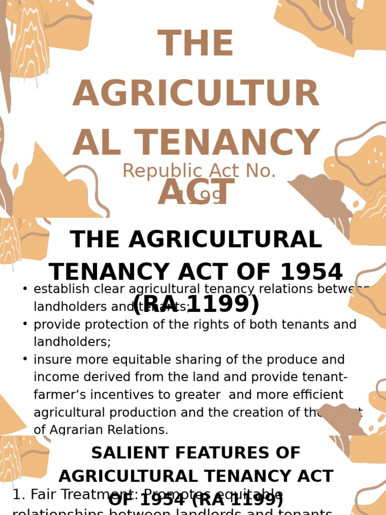 The Agricultural Tenancy Act | PDF | Leasehold Estate | Lease