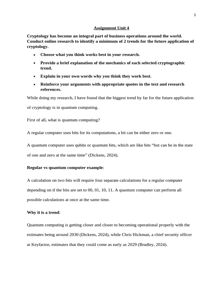 Assignment Unit 4 | PDF | Quantum Computing | Cryptography