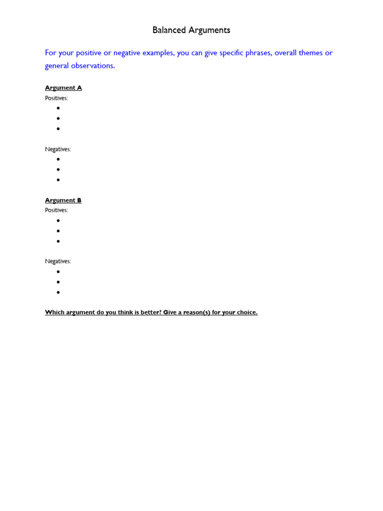 Homework Balanced Arguments | PDF