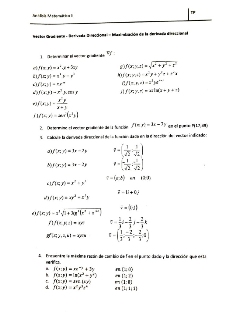 Practico Derivada Direccional | PDF