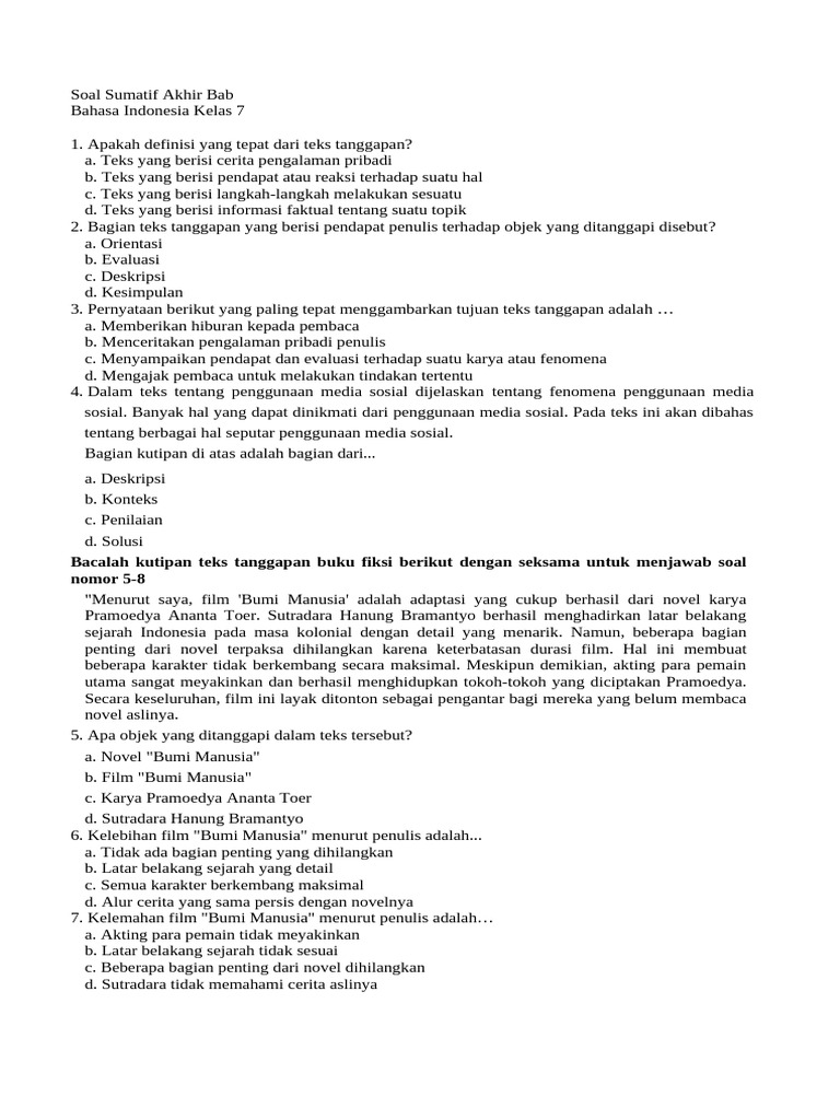 Soal Sumatif Akhir Bab | PDF