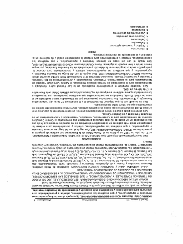 NOM 015 SEMARNAP SAGARPA Manejo Fuego Terr Forestales y Agropecuarios | PDF