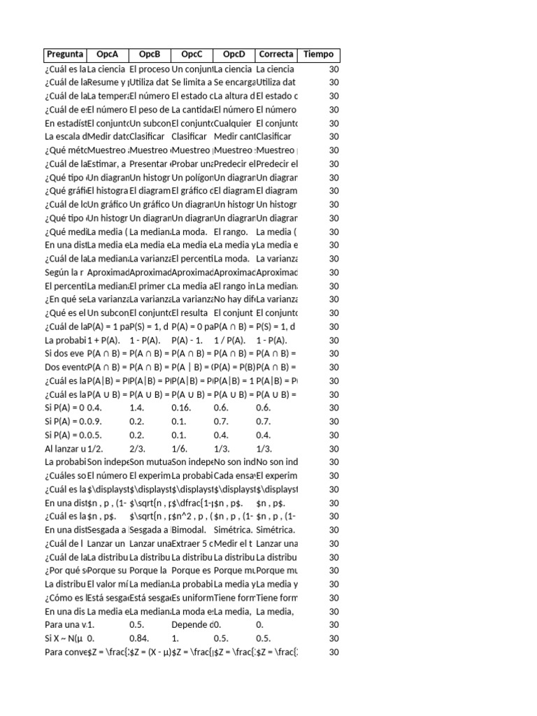 Kahoot 100 Preguntas Estadistica | PDF | Análisis | Metodología