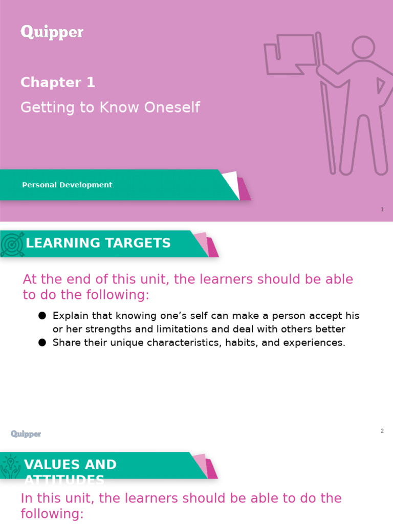 Lesson 1 - Getting To Know Oneself | PDF | Self Concept | Self Awareness