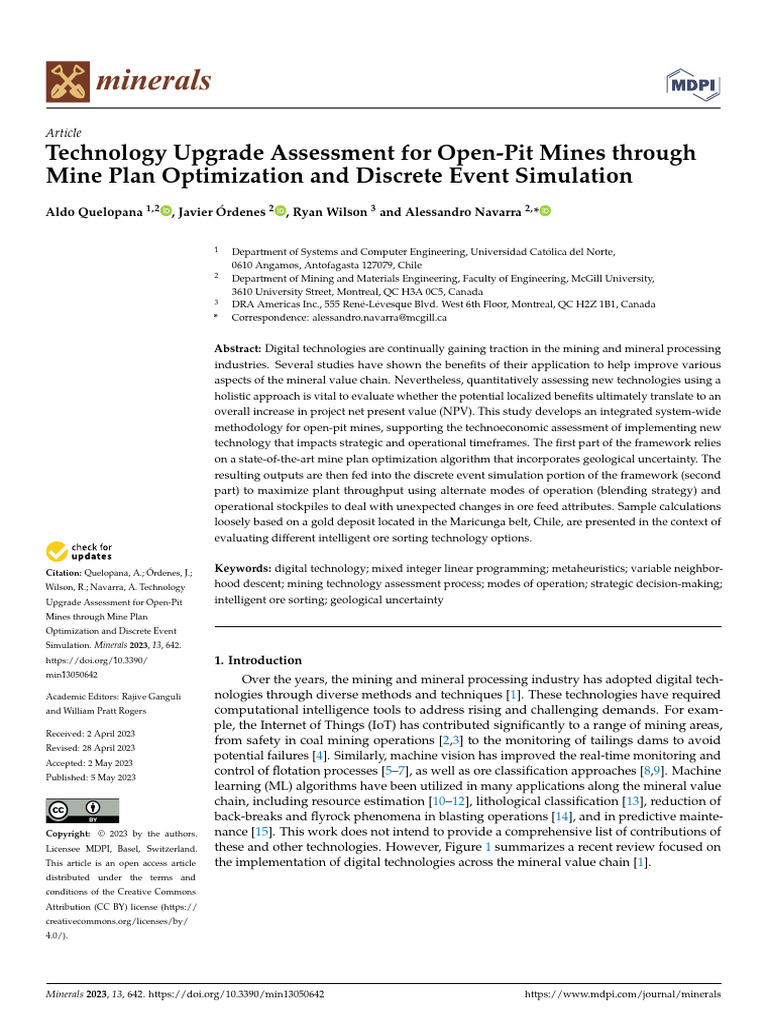 2023 Technology Upgrade Assessment For Open-Pit Mines Through | PDF ...