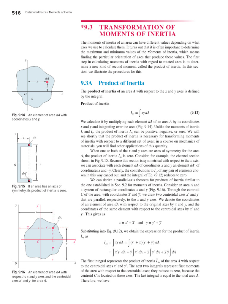 Moments of Inertia Transformation Guide | PDF | Cartesian Coordinate ...